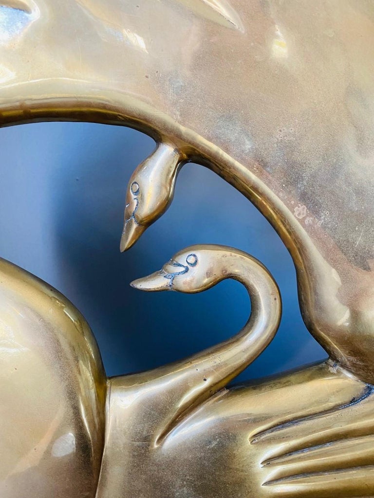 Double Swan Dolbi Cashier Vintage Brass Sculpture 1980s For Sale at 1stDibs