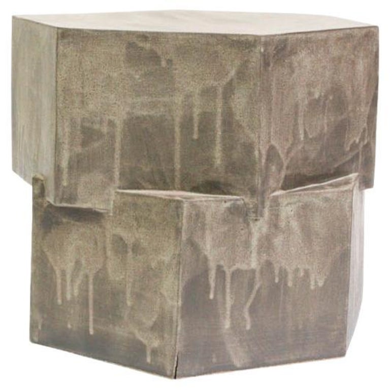 Double Tier Ceramic Hex Side Table in Acai Matte by BZIPPY For Sale at ...