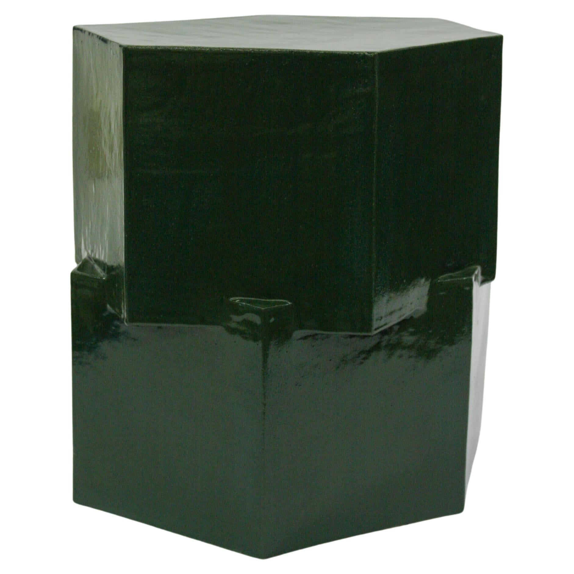 Double Tier Ceramic Hex Side Table in Cream by BZIPPY For Sale at 1stDibs