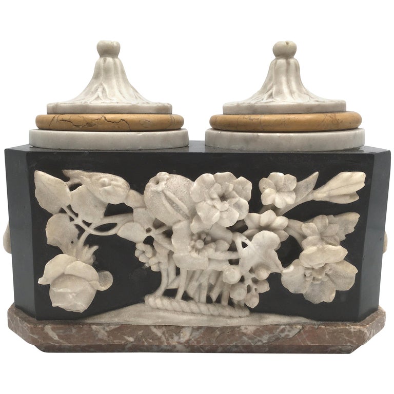 Double Tobacco Pot Three Marbles Napoléon 3 Period For Sale at 1stDibs