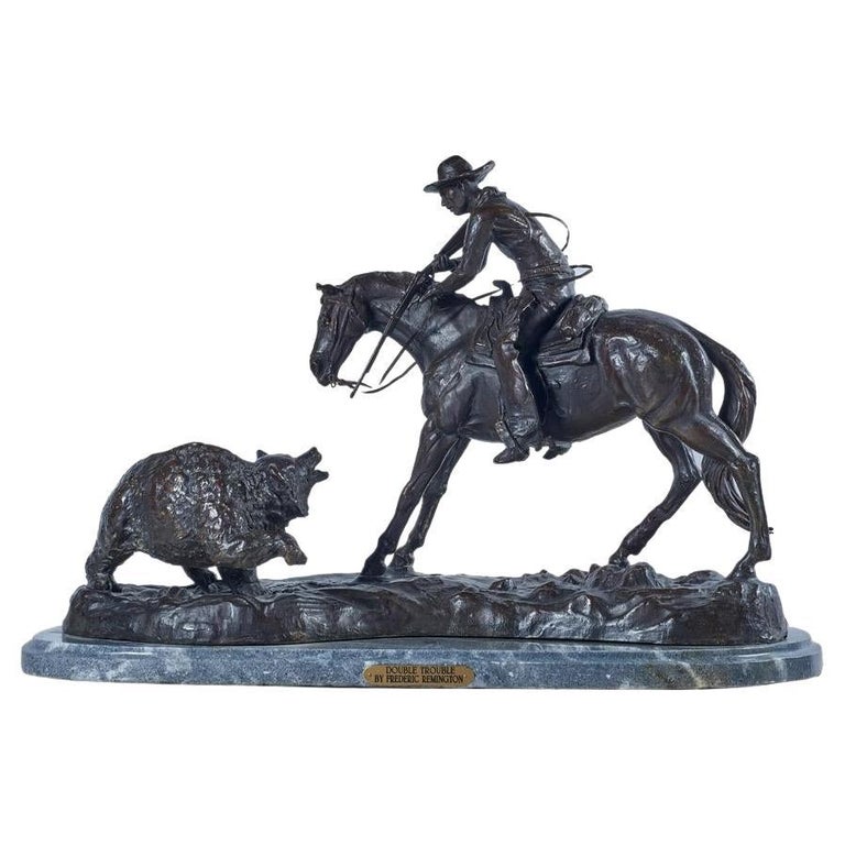 "Double Trouble" Bronze Sculpture, After Frederic Remington at 1stDibs