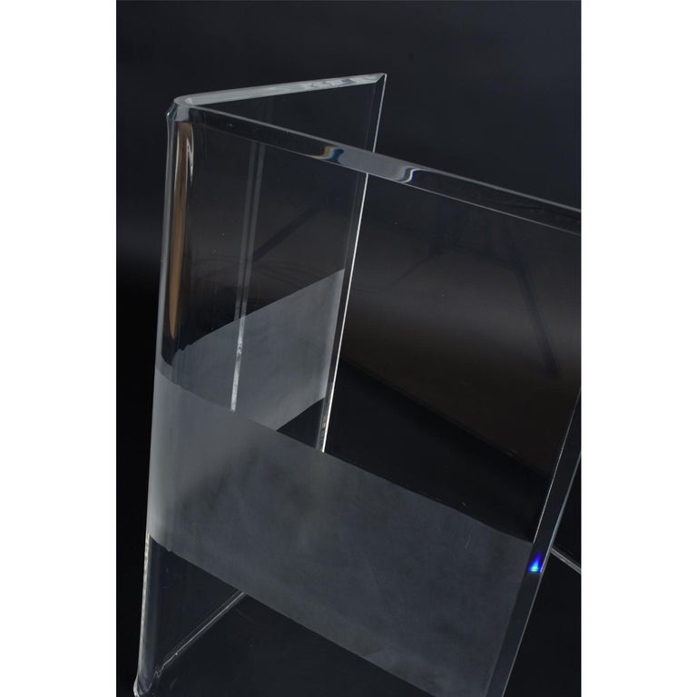 Double V-Shape Vintage Modern Acrylic Frosted Band Lucite Dining Table ...