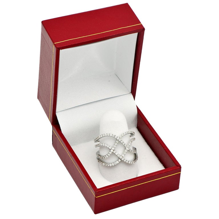 Double Wave Crossover Ring For Sale at 1stDibs