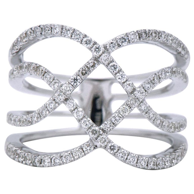 Double Wave Crossover Ring For Sale at 1stDibs