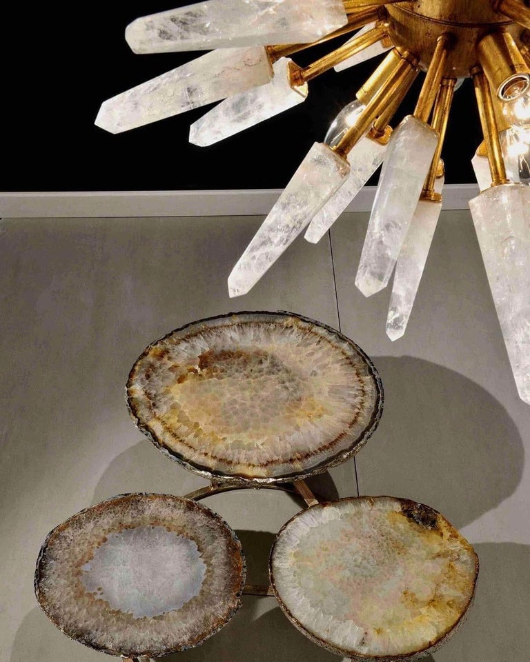Double White Quartz Pendant Light by Aver For Sale at 1stDibs