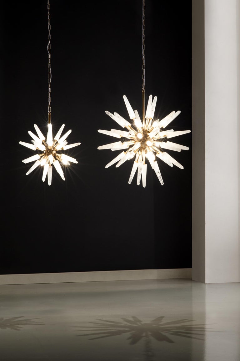 Double White Quartz Pendant Light by Aver For Sale at 1stDibs