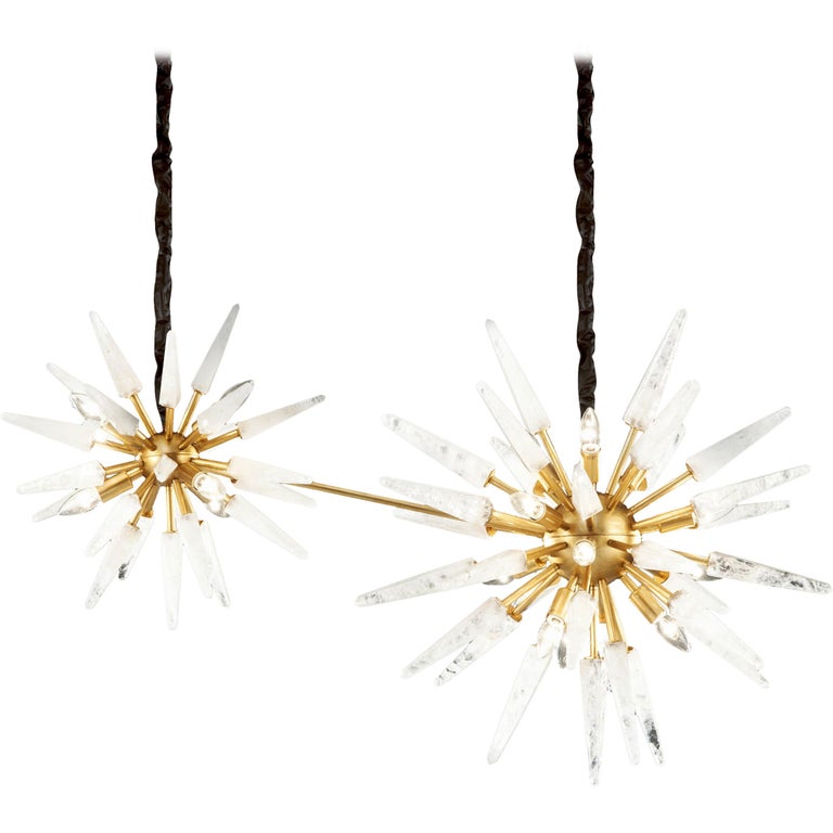 Double White Quartz Pendant Light by Aver For Sale at 1stDibs