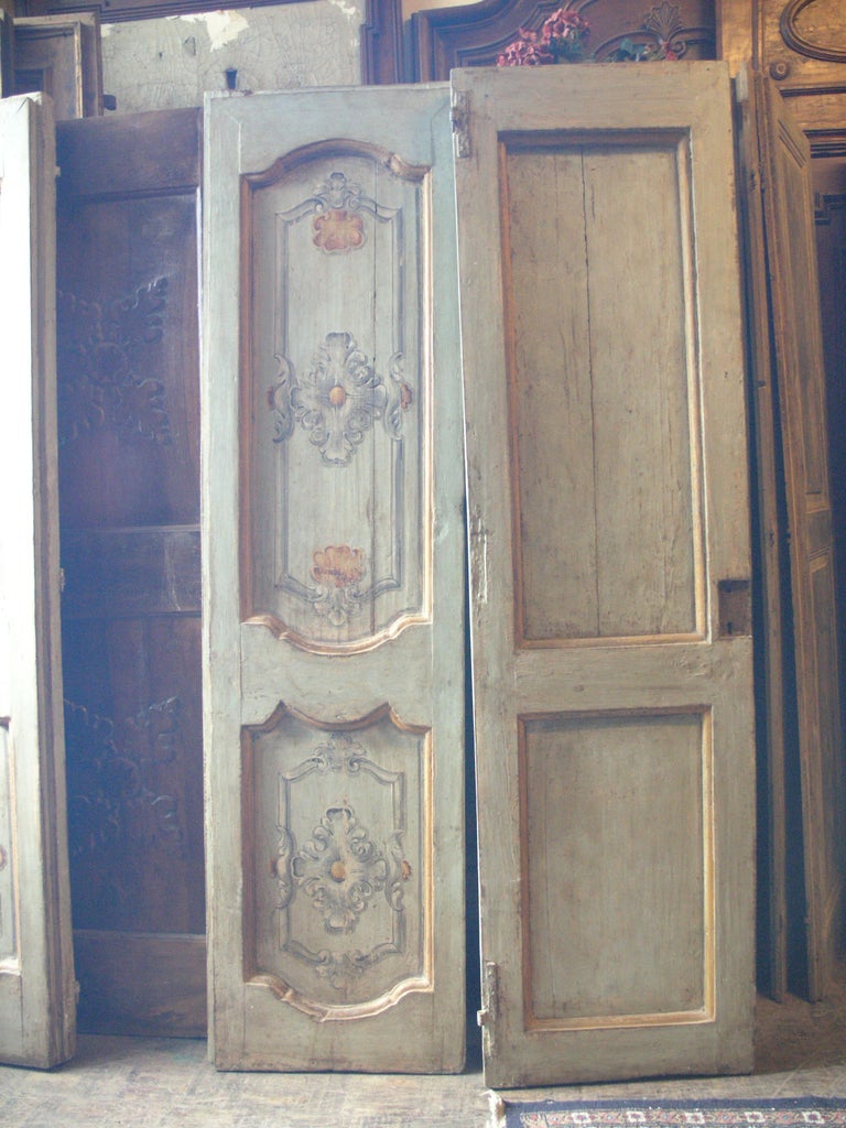 Double wing door, carved and painted in the panel, '700 Italy For Sale ...
