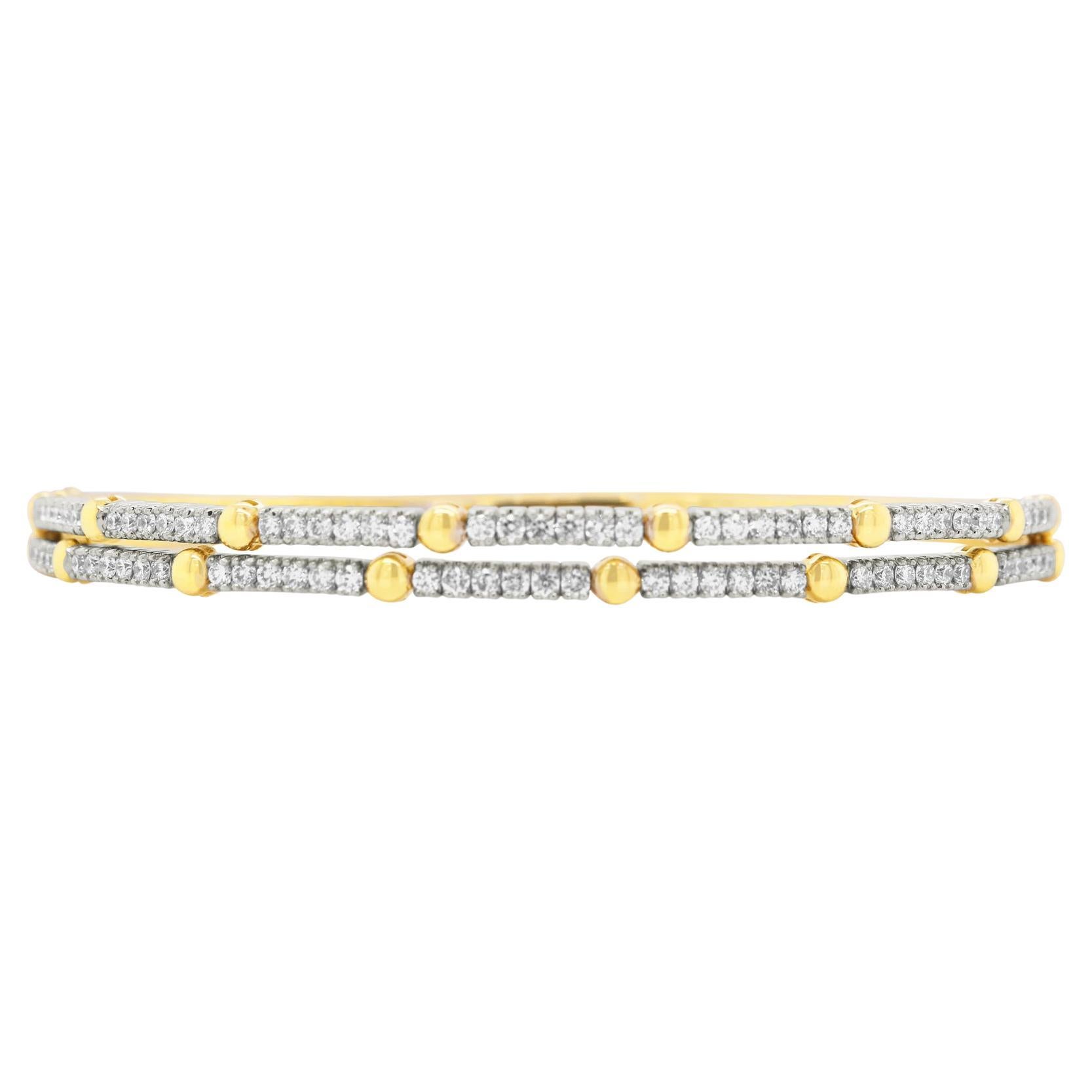 Double Wrapped Yellow and White Gold Diamond Bracelet For Sale at 1stDibs