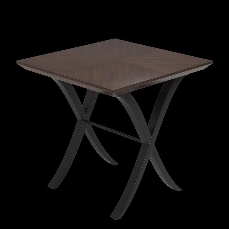 Double X Side Table with Mahogany Top For Sale at 1stDibs
