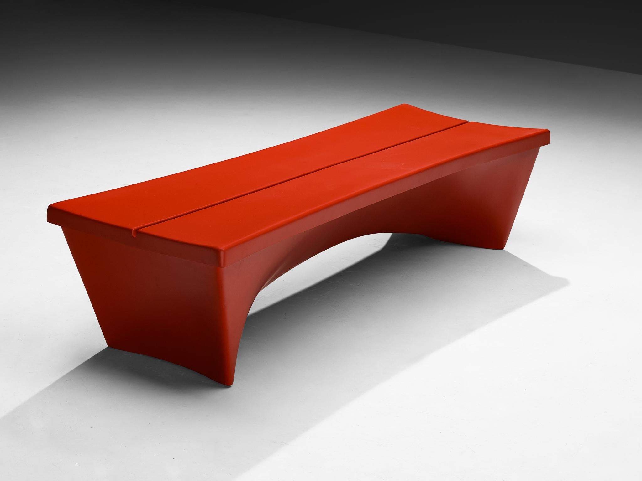 Douglas Deeds for Architectural Red Fiberglass Bench For Sale at 1stDibs