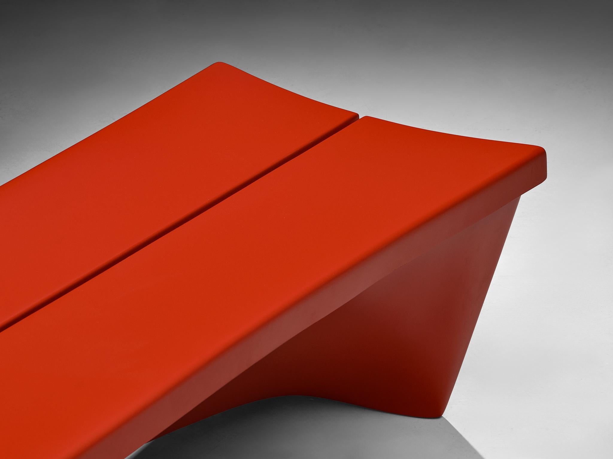 Douglas Deeds for Architectural Red Fiberglass Bench For Sale at 1stDibs