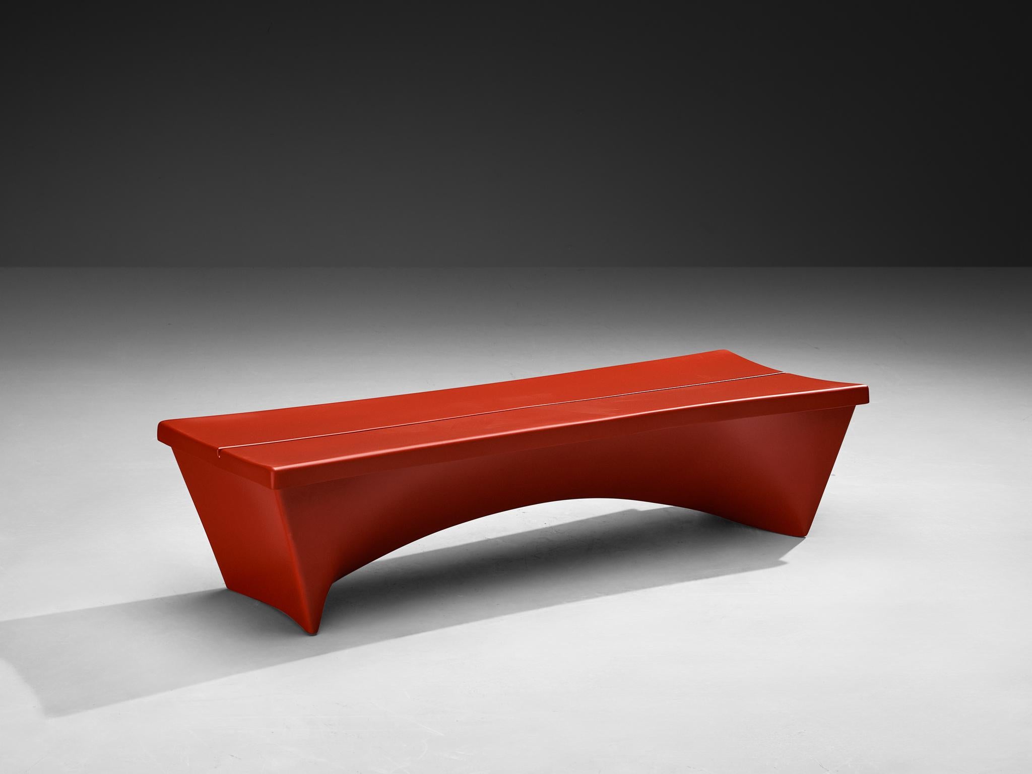 Douglas Deeds for Architectural Red Fiberglass Bench For Sale at 1stDibs