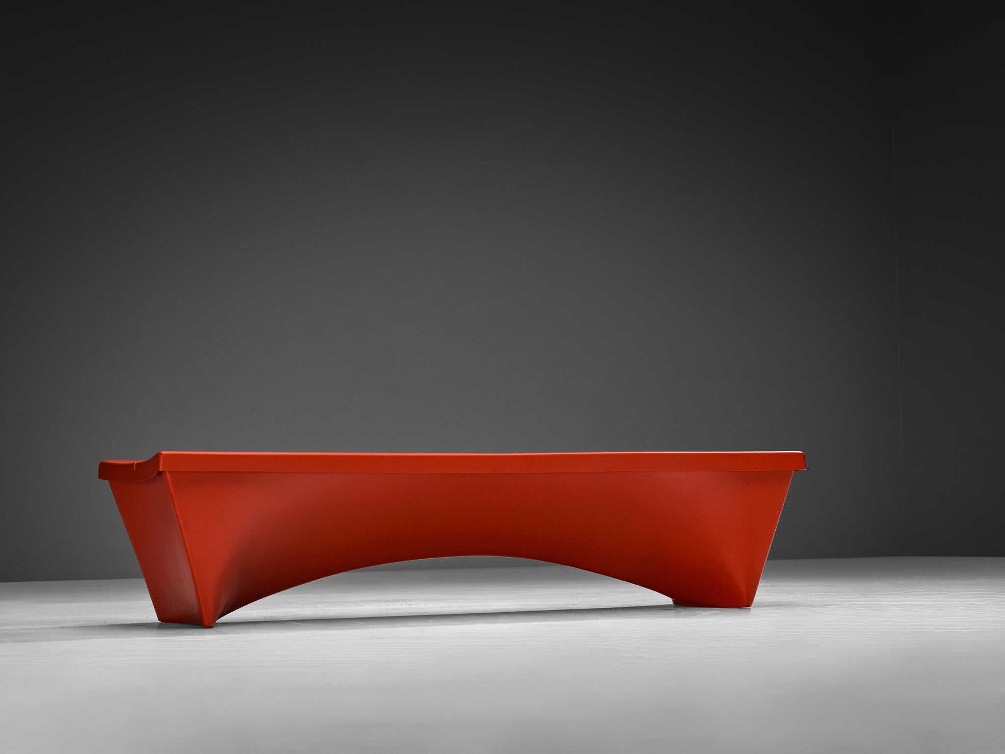 Douglas Deeds for Architectural Red Fiberglass Bench For Sale at 1stDibs