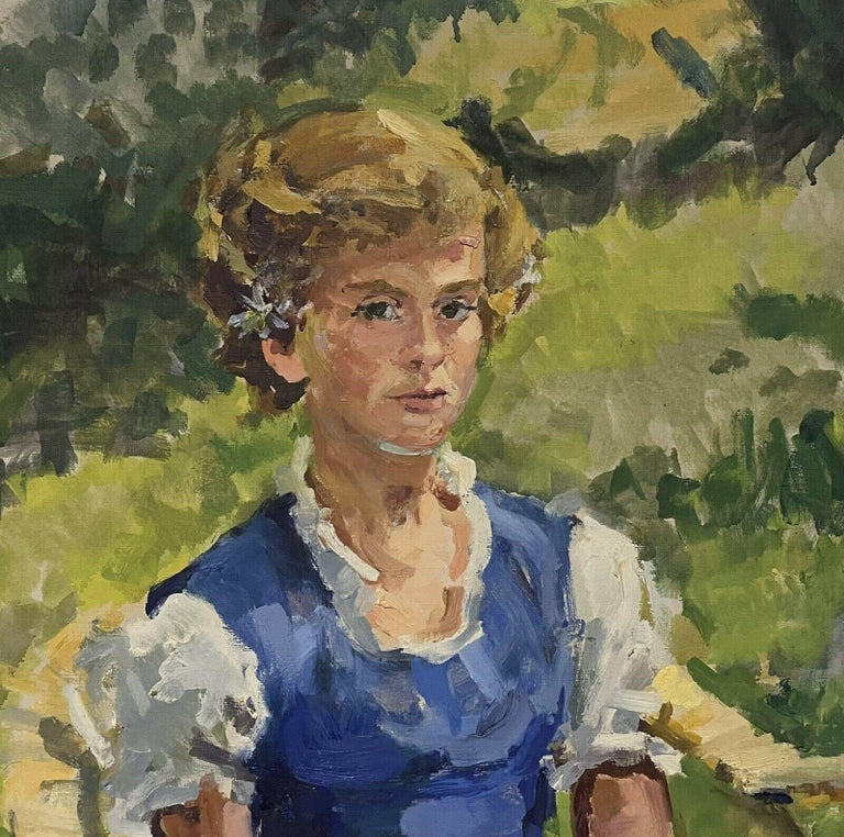 Douglas Stuart Allen - Portrait Young Lady in Garden with Daisies Large ...