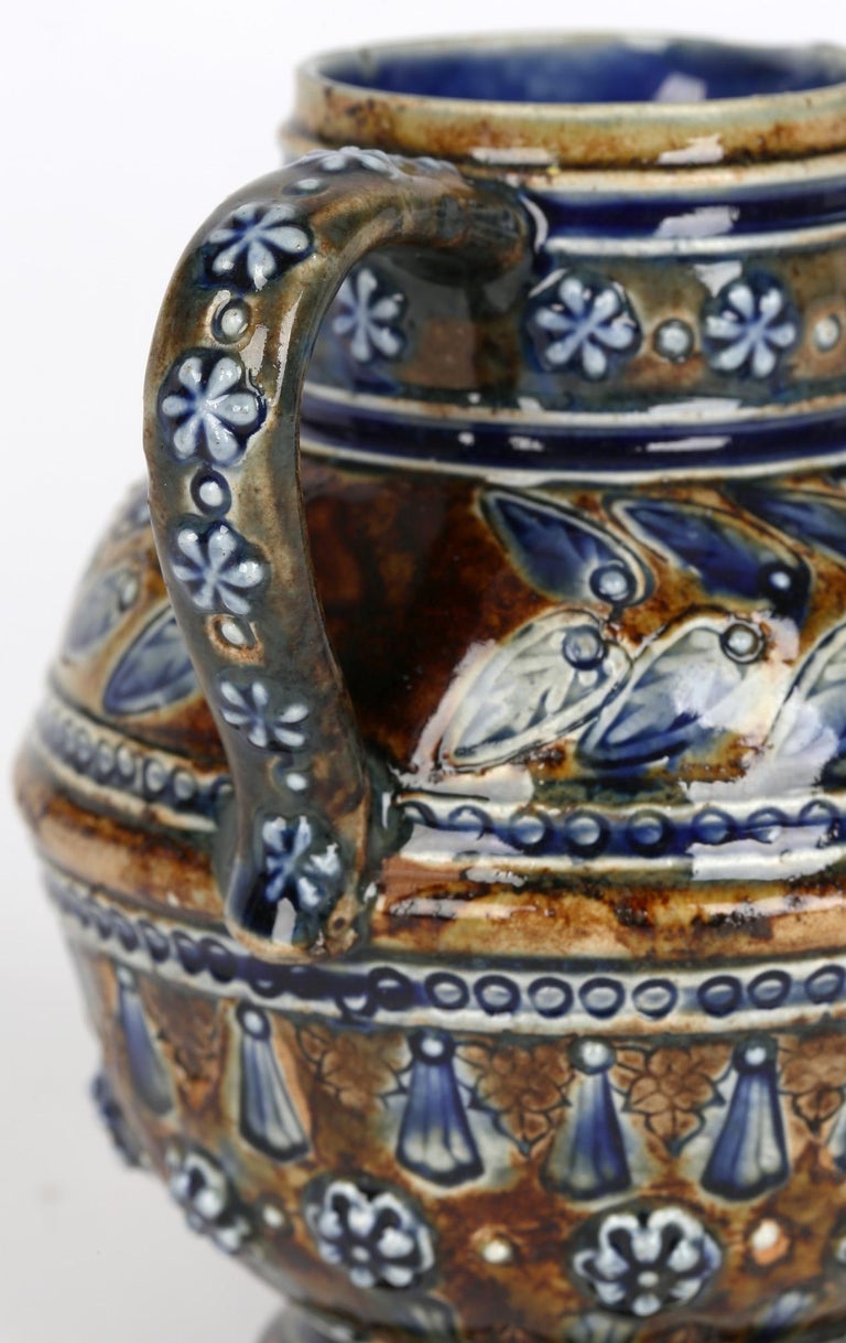 Doulton Lambeth Art Pottery Leaf Pattern Jug by Kate M Davis Dated 1880 ...