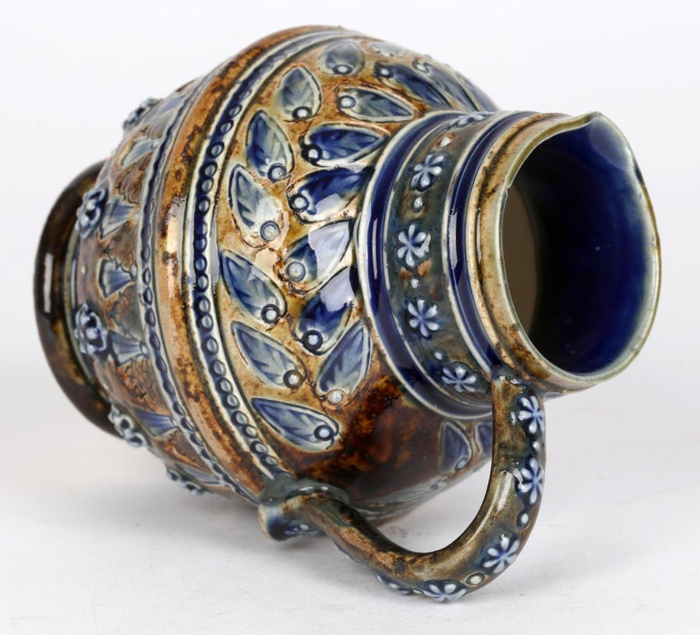 Doulton Lambeth Art Pottery Leaf Pattern Jug by Kate M Davis Dated 1880 ...