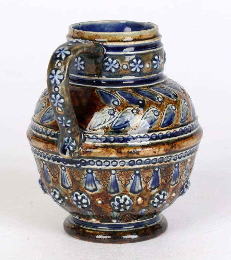 Doulton Lambeth Art Pottery Leaf Pattern Jug by Kate M Davis Dated 1880 ...