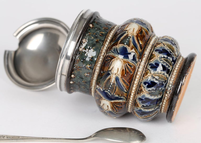 Doulton Lambeth Silver Plate Mounted Mustard Pot by Emily Partington ...