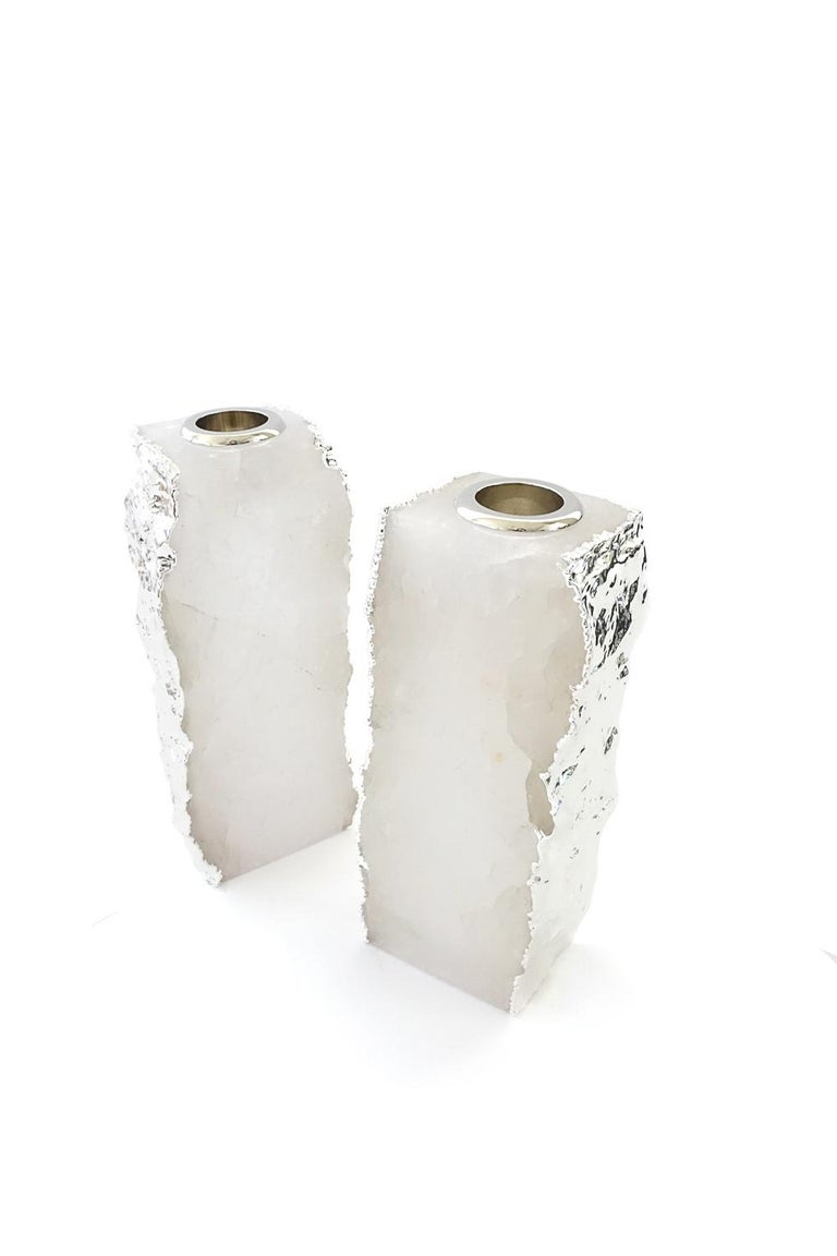 Dourado Candleholders in Rose Quartz and 24-Karat Gold by Anna ...