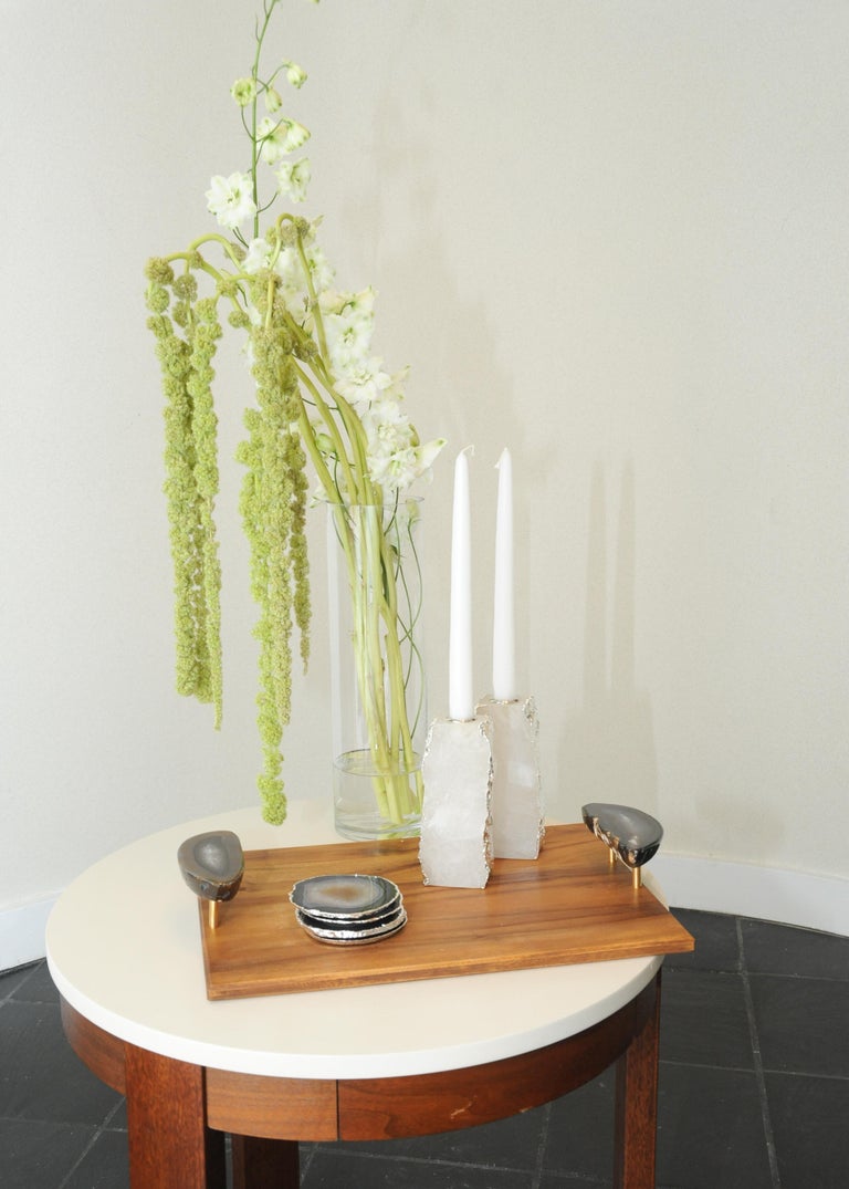 Dourado Candleholders in Rose Quartz and 24-Karat Gold by Anna ...