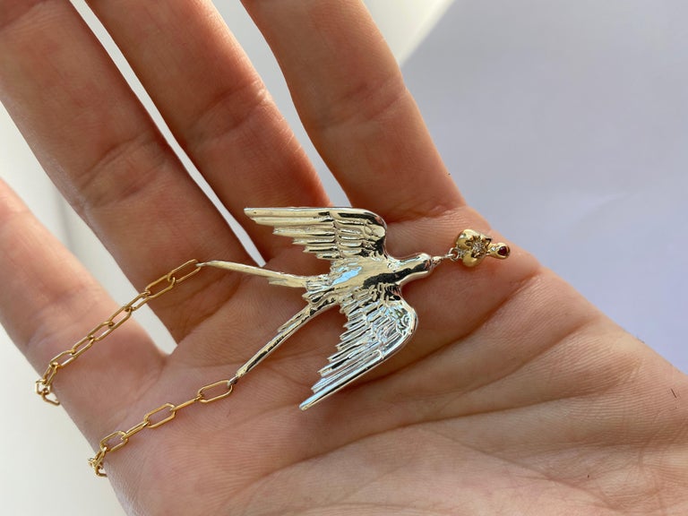 Dove Silver Chain Necklace Gold White Diamond Ruby Chain Silver Gold ...