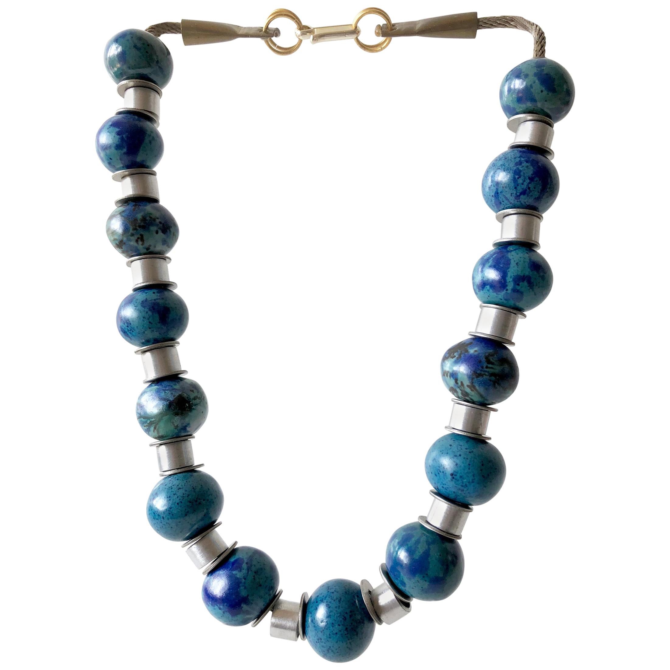 Doyle Lane Ceramic Brass Steel California Studio Pottery Necklace For ...