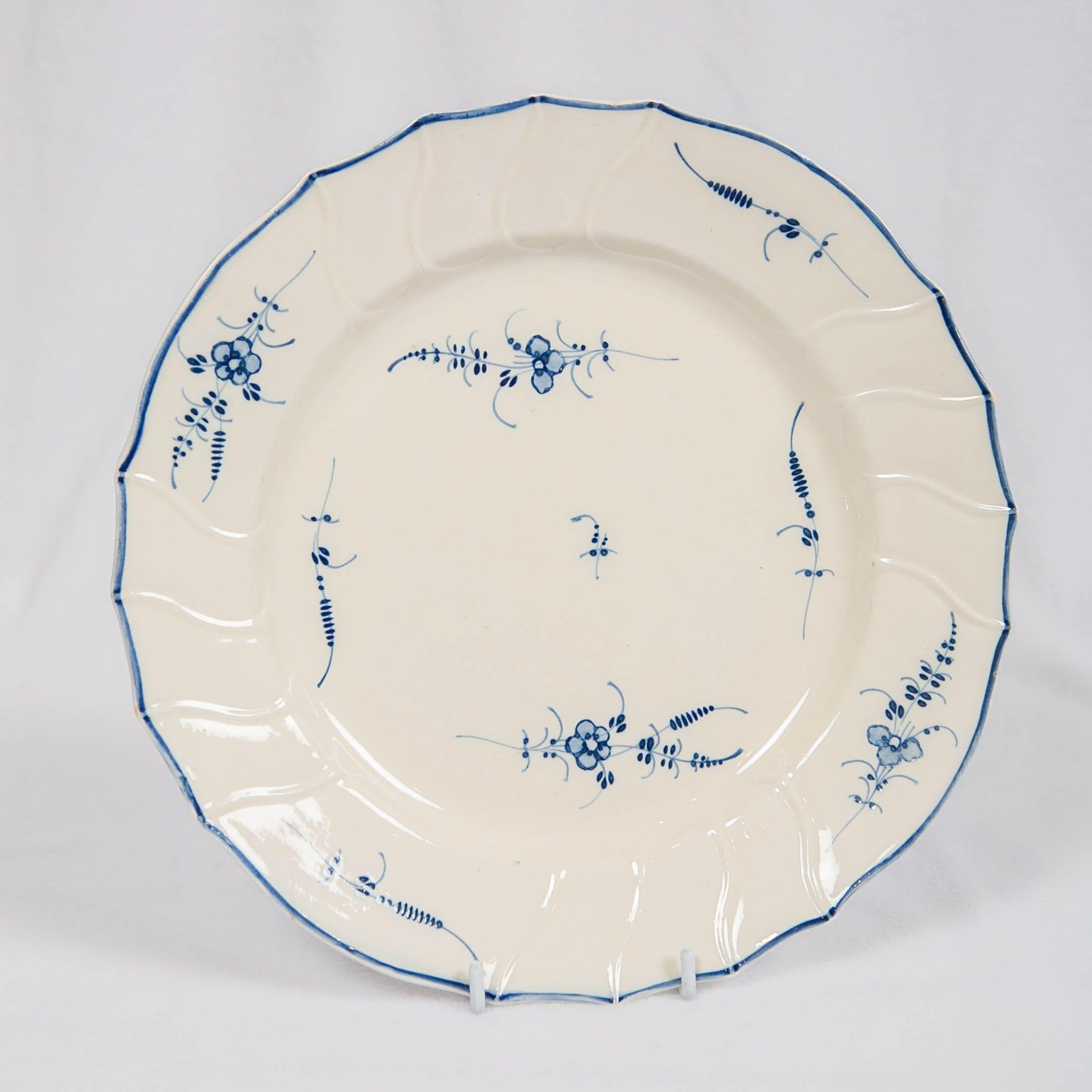 Dozen Blue and White Creamware Dinner Plates Made 20th Century at 1stDibs