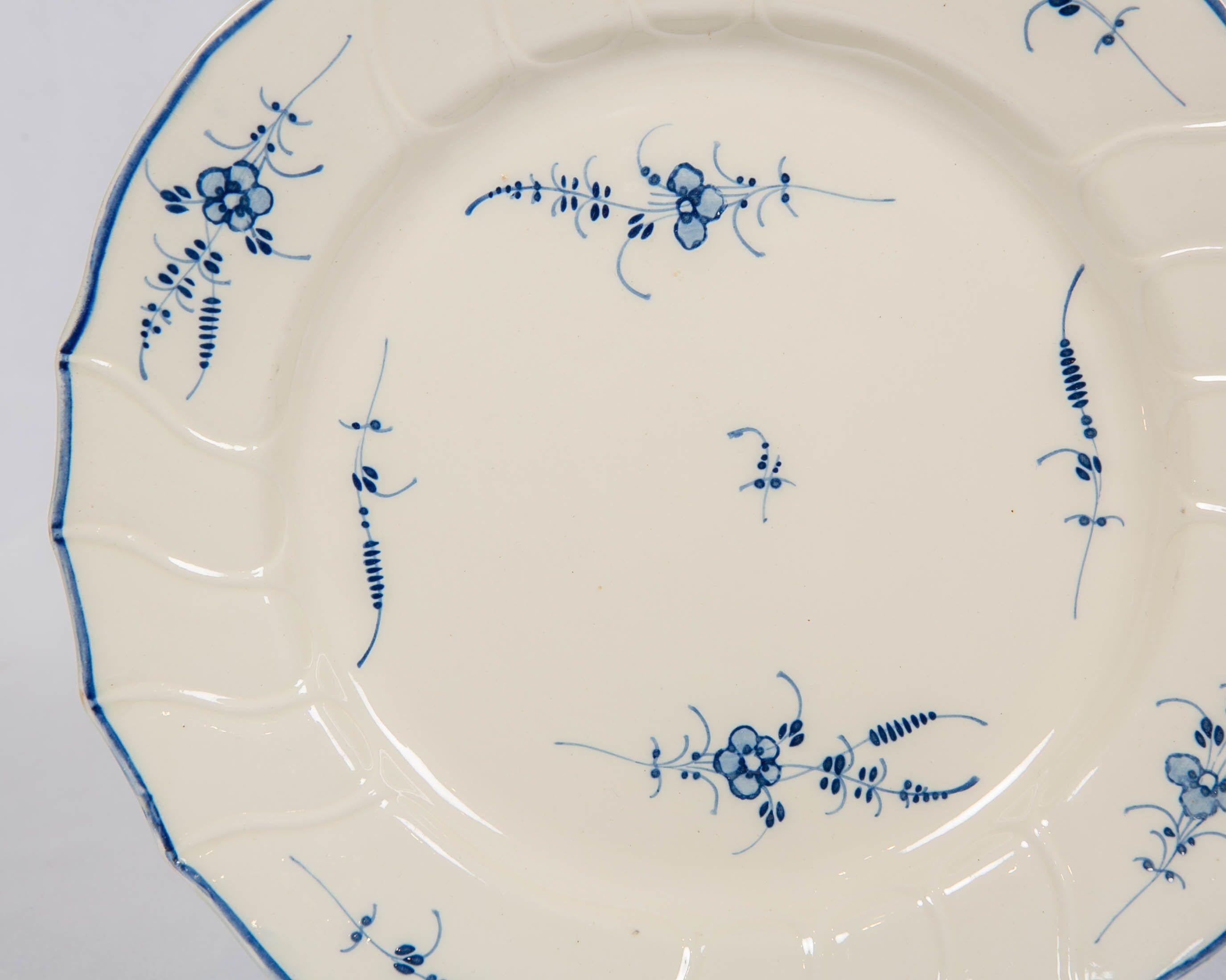 Dozen Blue and White Creamware Dinner Plates Made 20th Century at 1stDibs