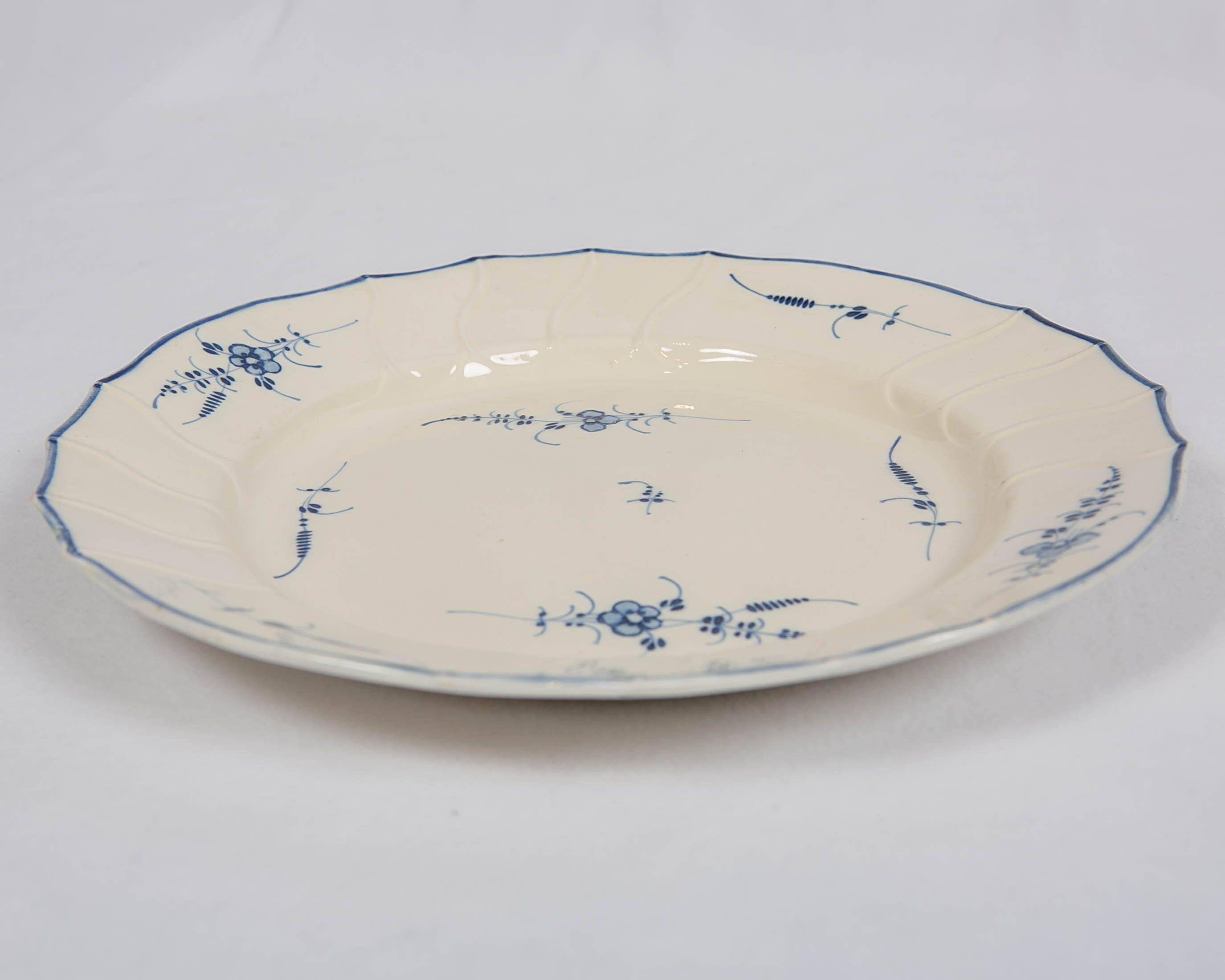 Dozen Blue and White Creamware Dinner Plates Made 20th Century at 1stDibs