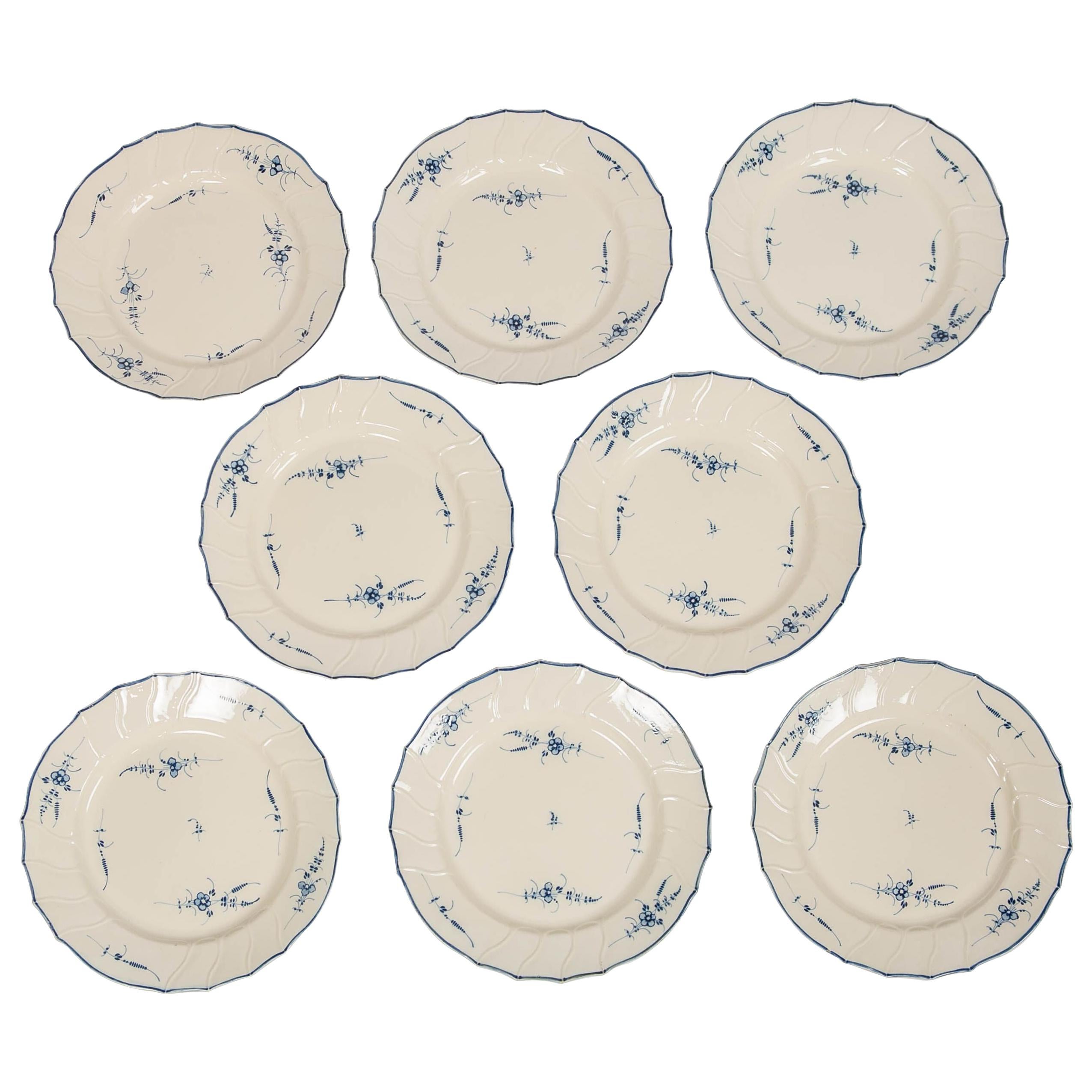 Dozen Blue and White Creamware Dinner Plates Made 20th Century at 1stDibs