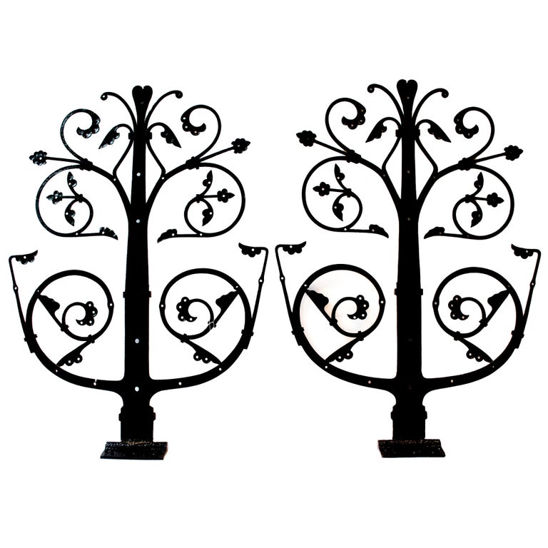 Dr C H Dresser Gothic Revival Iron Door Hinges with Incised Decorative ...