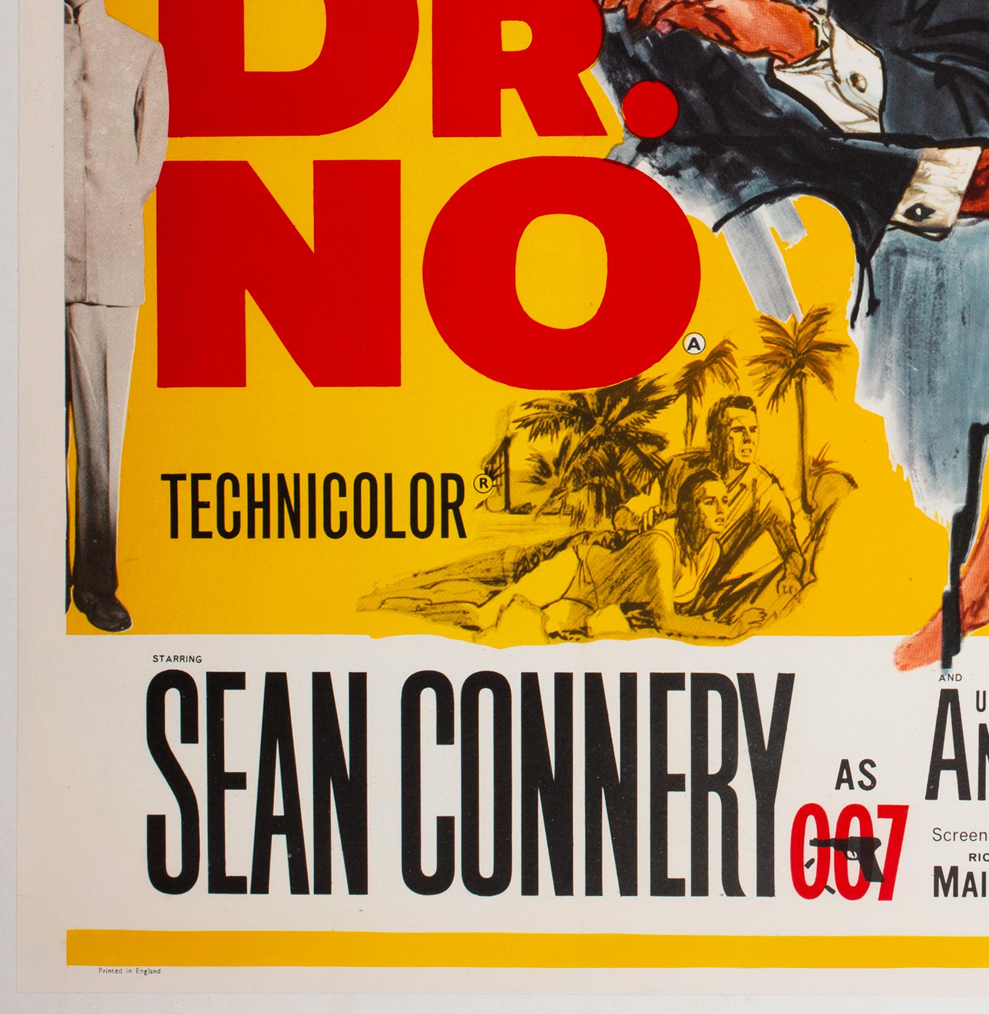"Dr No", 1962 UK Quad Film Movie Poster, Mitchell Hooks, James Bond at ...