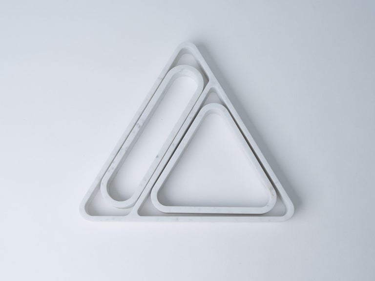 Draft Tray, Small: Equal Triangle, Marble and Leather Table Top Valet ...