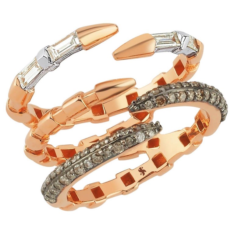 Dragon Claw Ring in 14k Rose Gold with Diamond and Cognac Diamond For ...