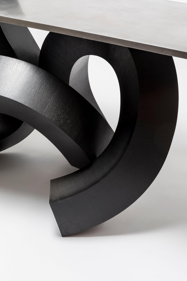 Dragon Console Table or Hallway Table Black Dyed Plywood and Aluminium ...