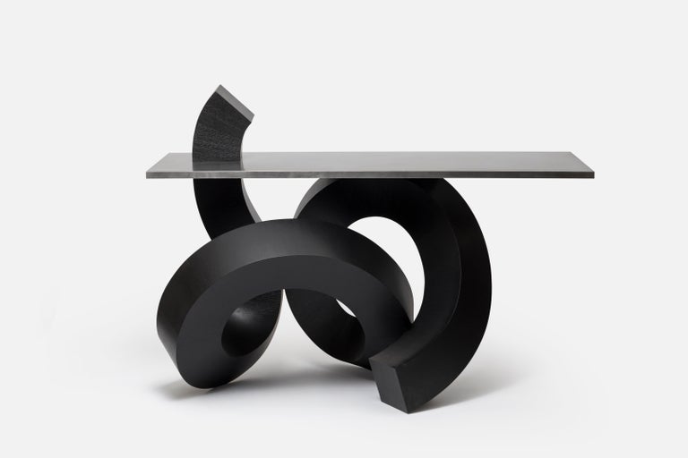 Dragon Console Table or Hallway Table Black Dyed Plywood and Aluminium ...