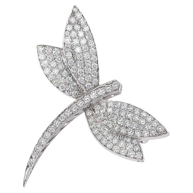 Sapphire and Diamond Dragon Fly Brooch, 18 Karat Gold and Black Rhodium ...