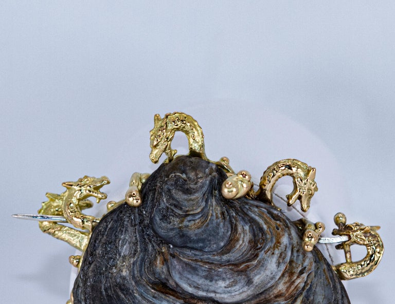 Dragon Scale Brooch 18k Gold and Silver by Binliang Alexander Peng For ...