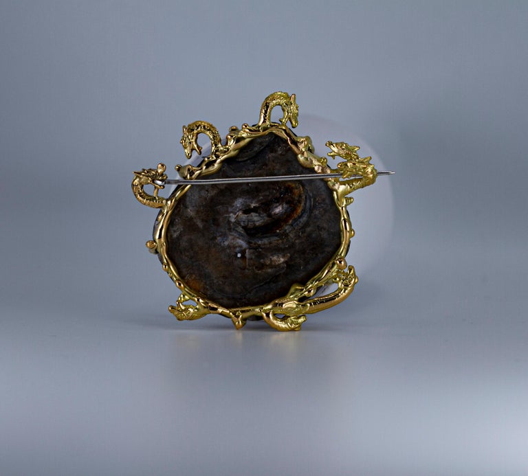 Dragon Scale Brooch 18k Gold and Silver by Binliang Alexander Peng For ...
