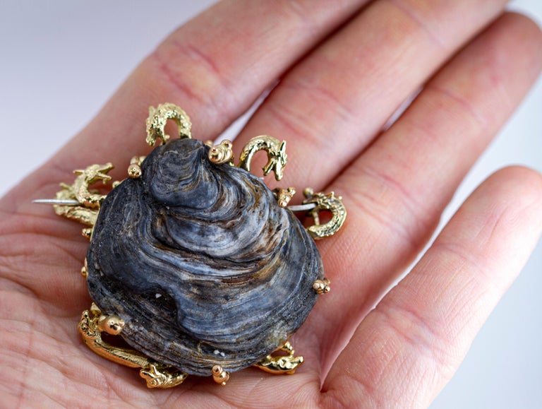 Dragon Scale Brooch 18k Gold and Silver by Binliang Alexander Peng For ...