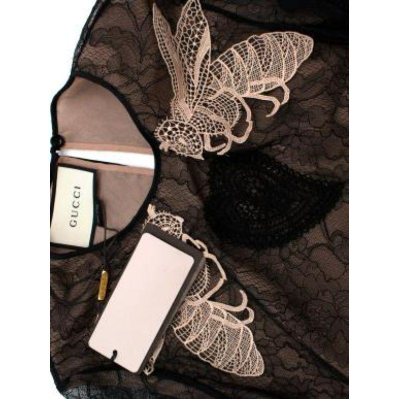 Dragonfly/ Bee Embroidered Black Lace Dress For Sale at 1stDibs