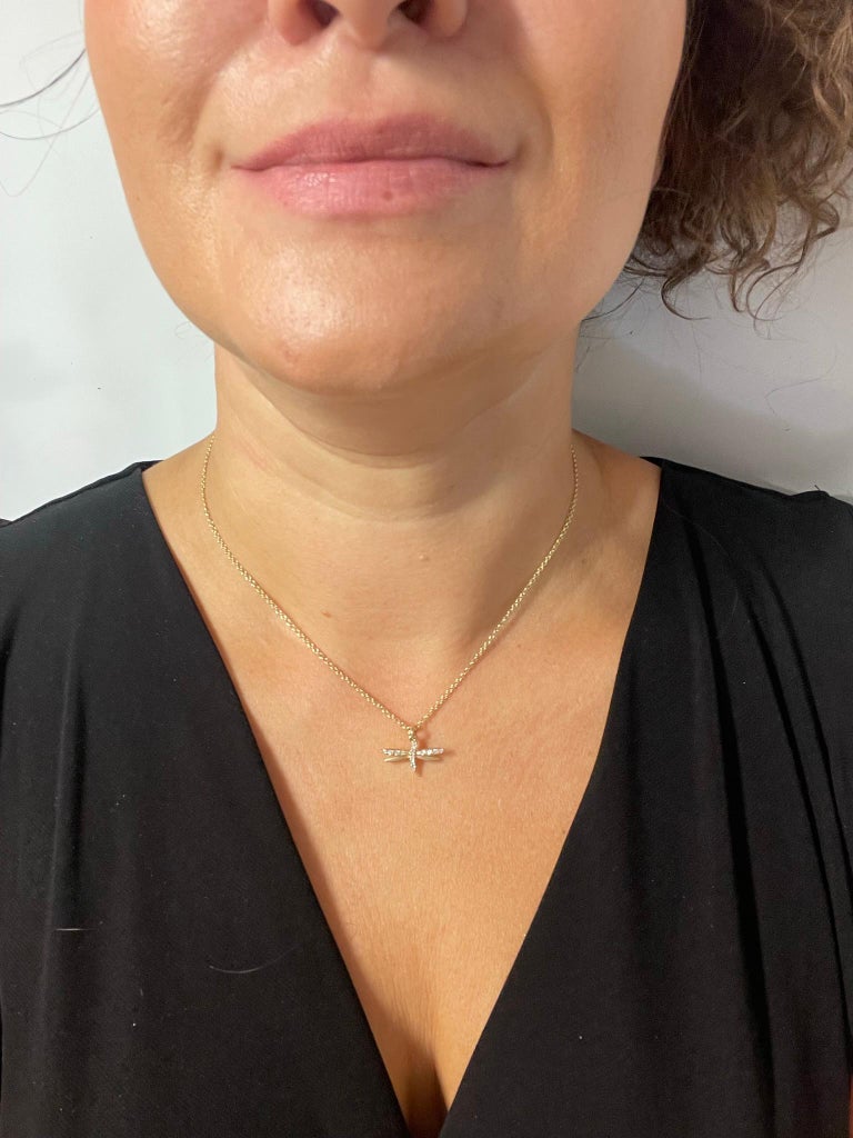 Dragonfly Diamond Pendant Necklace 14KT Yellow Gold Cute Dainty Pendant ...