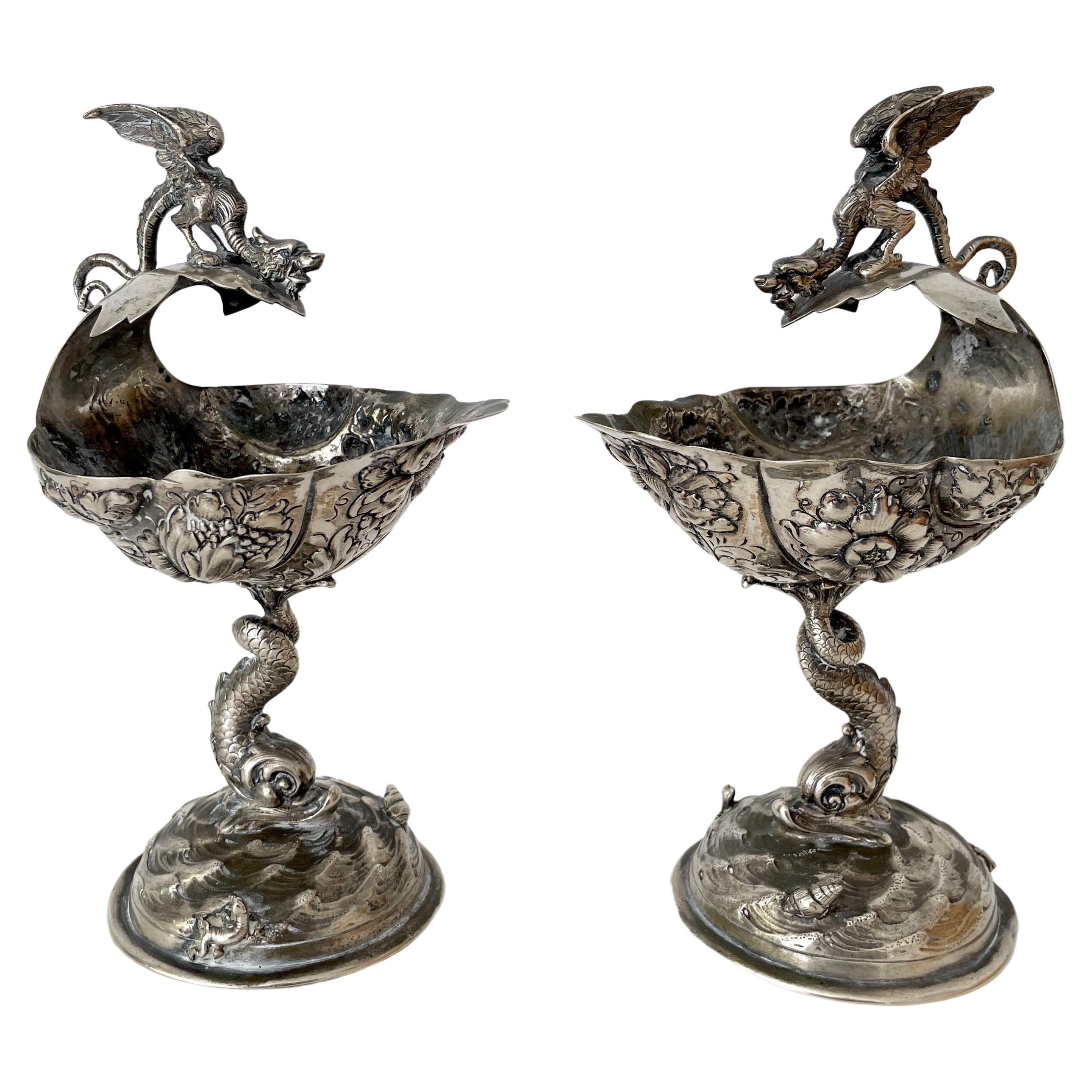 Dragons Grotto Metal Footed Dish, a Pair For Sale at 1stDibs