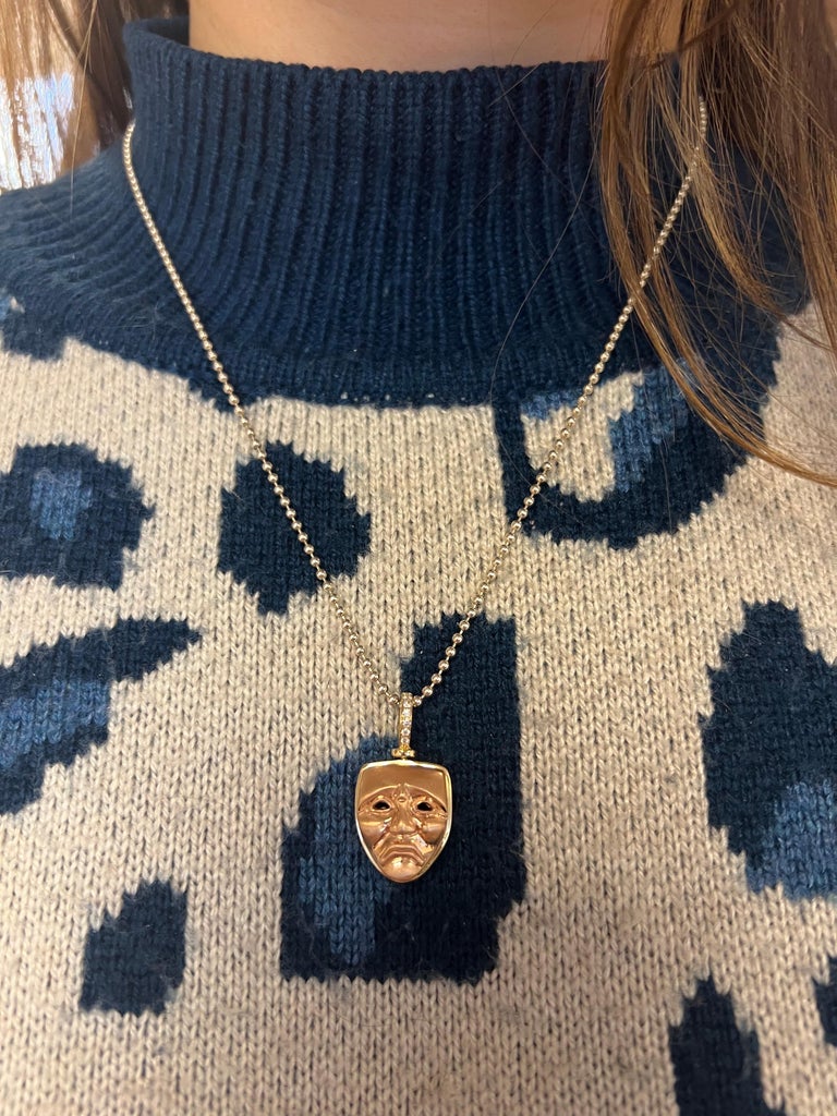 Drama/Tragedy/Comedy 14k Rose and Yellow Gold Pendant with Swivel ...