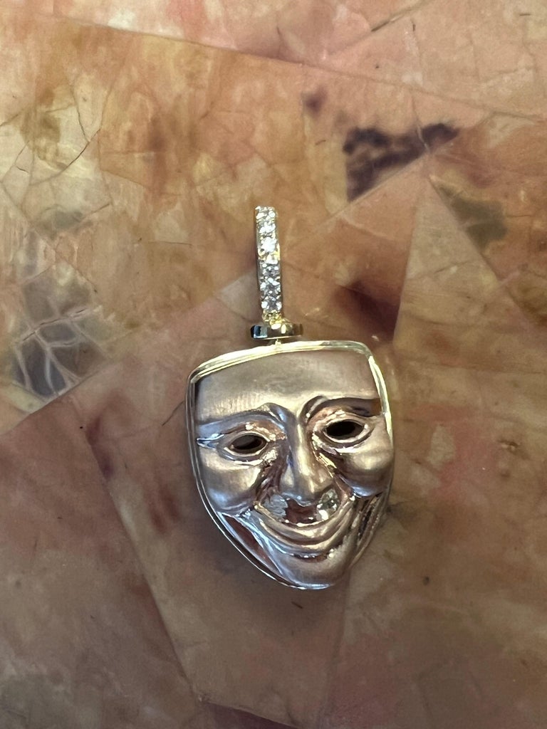 Drama/Tragedy/Comedy 14k Rose and Yellow Gold Pendant with Swivel ...