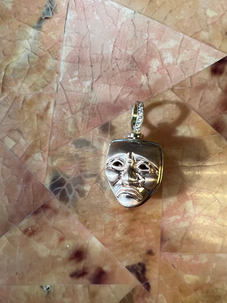 Drama/Tragedy/Comedy 14k Rose and Yellow Gold Pendant with Swivel ...
