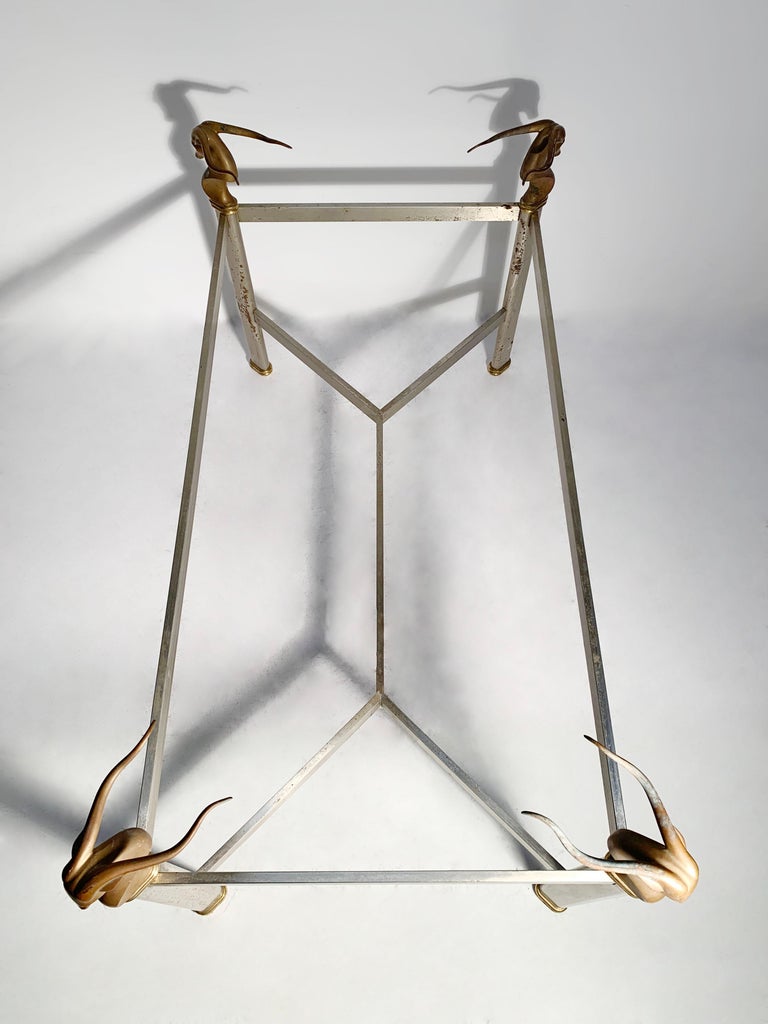 Dramatic 1970s / Early 80s Solid Bronze Antelope Head Desk Table ...