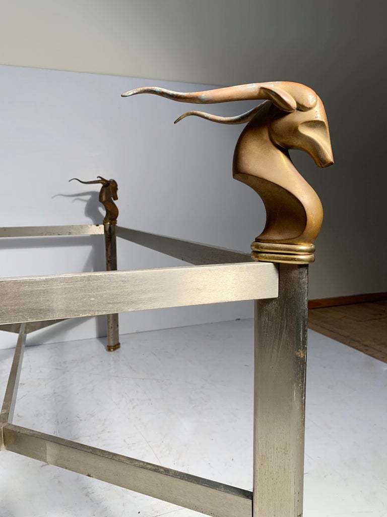 Dramatic 1970s / Early 80s Solid Bronze Antelope Head Desk Table ...