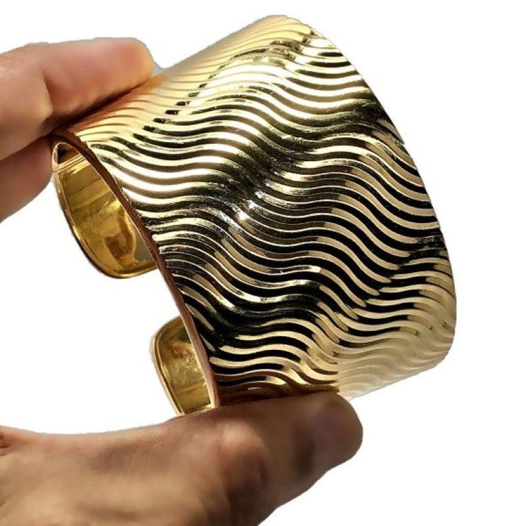 Dramatic and Unusual Wide 18k Italian Cuff Bracelet For Sale at 1stDibs